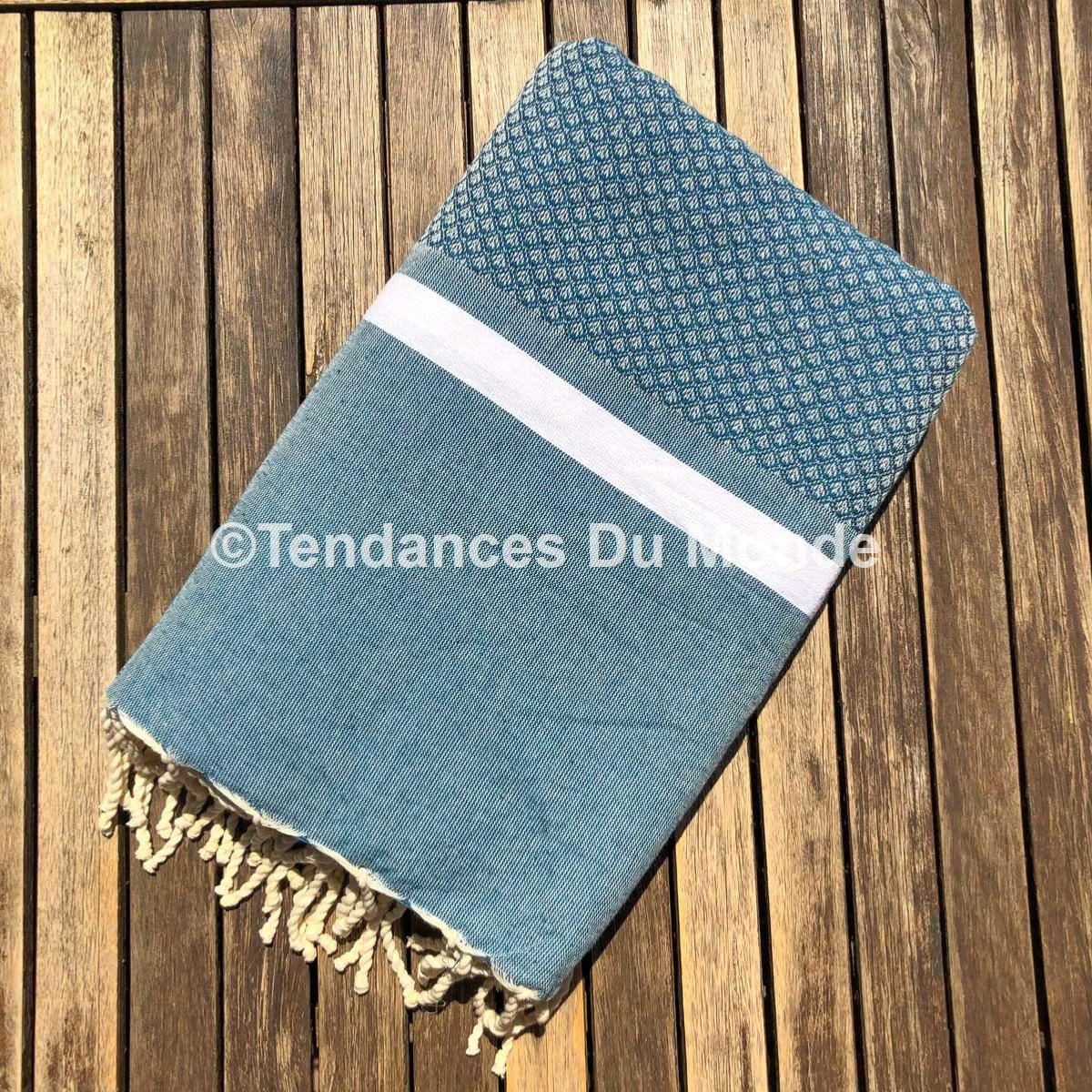 Fouta bleue XXL La Marsa - Tendances Du Monde